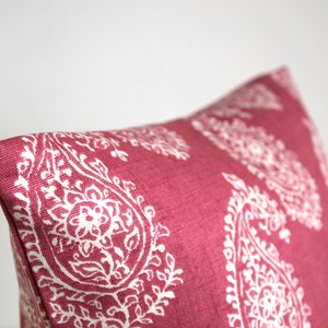 Raspberry and Beige Shabby Chic Pillow Cover, Square Throw Pillow ...
