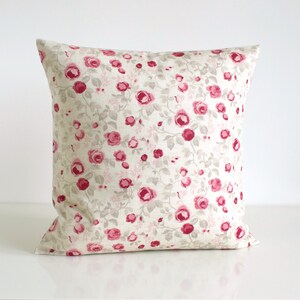 Raspberry and Beige Shabby Chic Pillow Cover, Square Throw Pillow ...