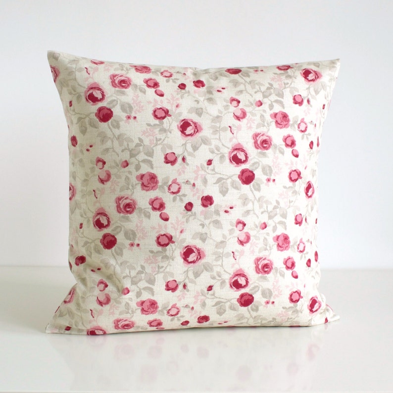 Raspberry and Beige Shabby Chic Pillow Cover Square Throw - Etsy UK