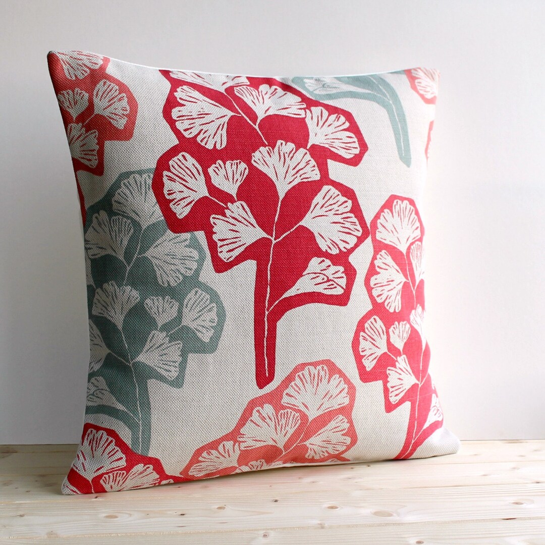 Contemporary Cushion Cover, Red Modern Pillow Cover, Linen Cotton ...