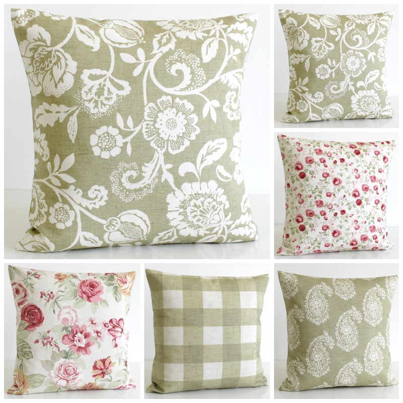 Shabby Chic Green Pillow - Etsy UK