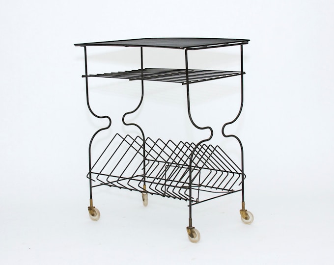 Record Player Table Mid Century, Wire, Cart, Vintage, Black - Etsy