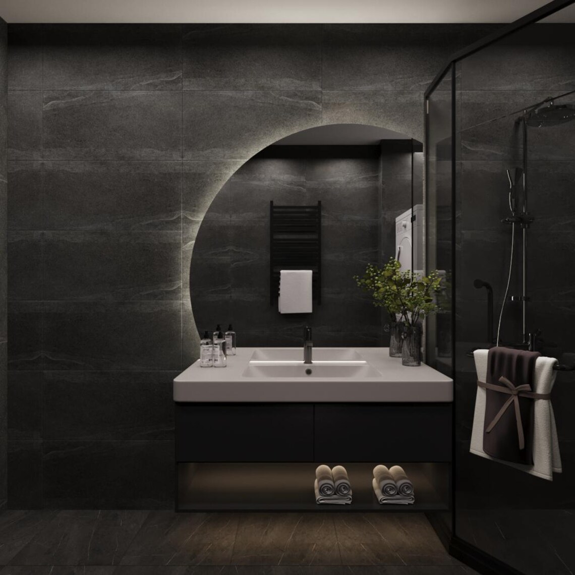 Radius LED Bathroom Mirror, Backlit Vanity Mirror With Touch Switch ...