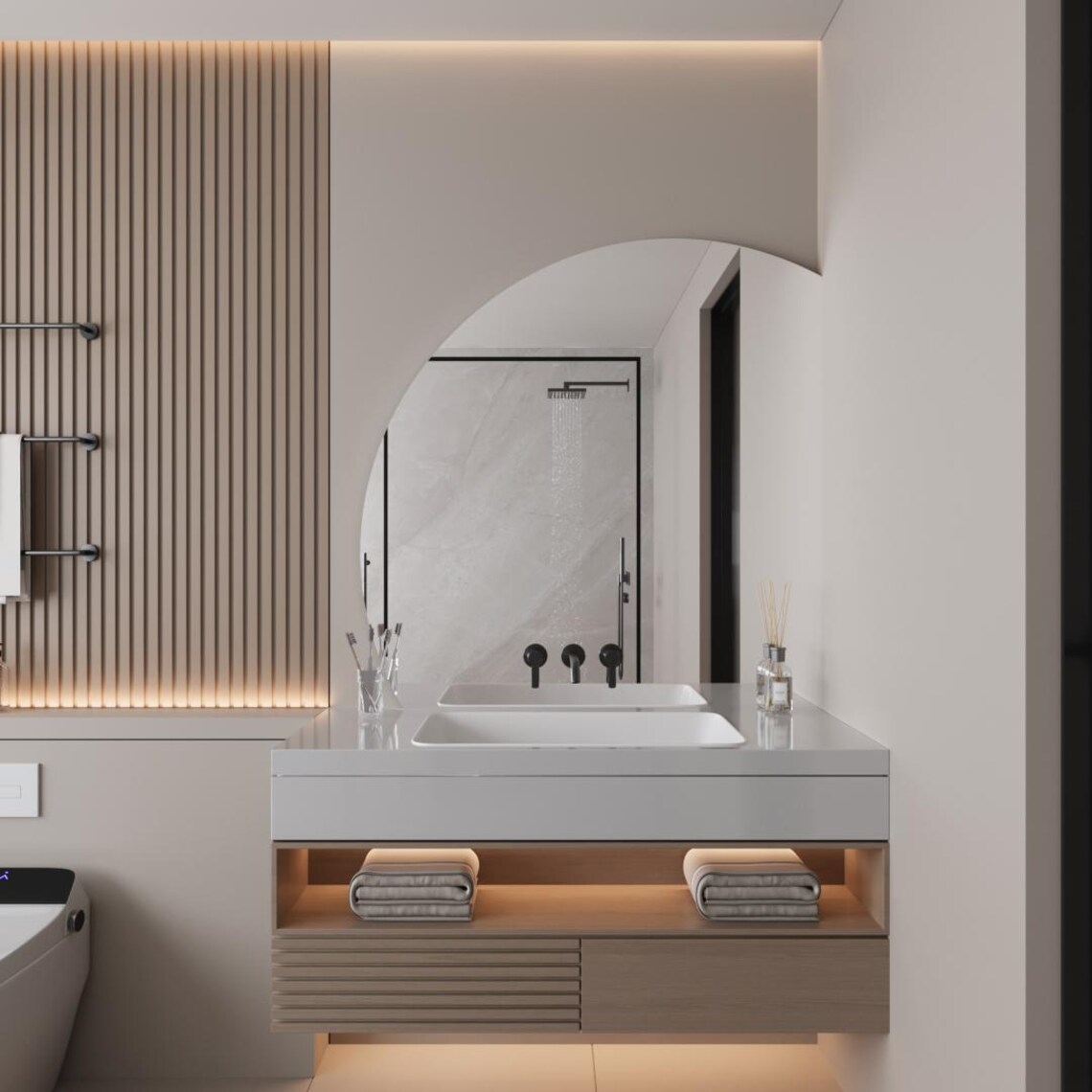 Radius LED Bathroom Mirror, Backlit Vanity Mirror With Touch Switch ...