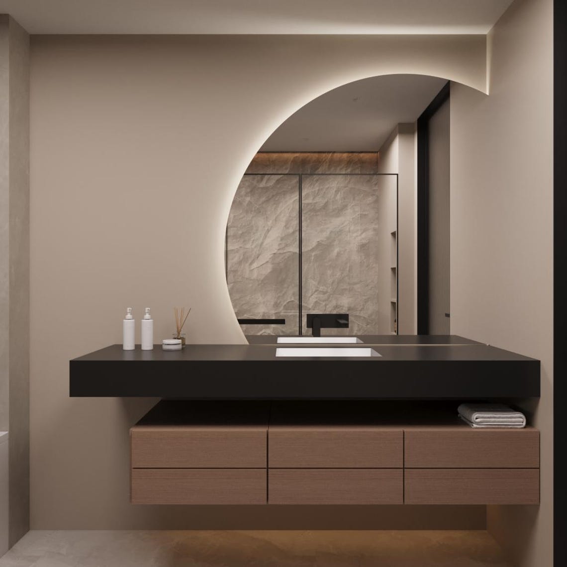 Radius LED Bathroom Mirror, Backlit Vanity Mirror With Touch Switch ...