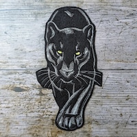Panthers Sequin Patch, SILVER Sequins, Black Backing, DIY Patch, Iron ...