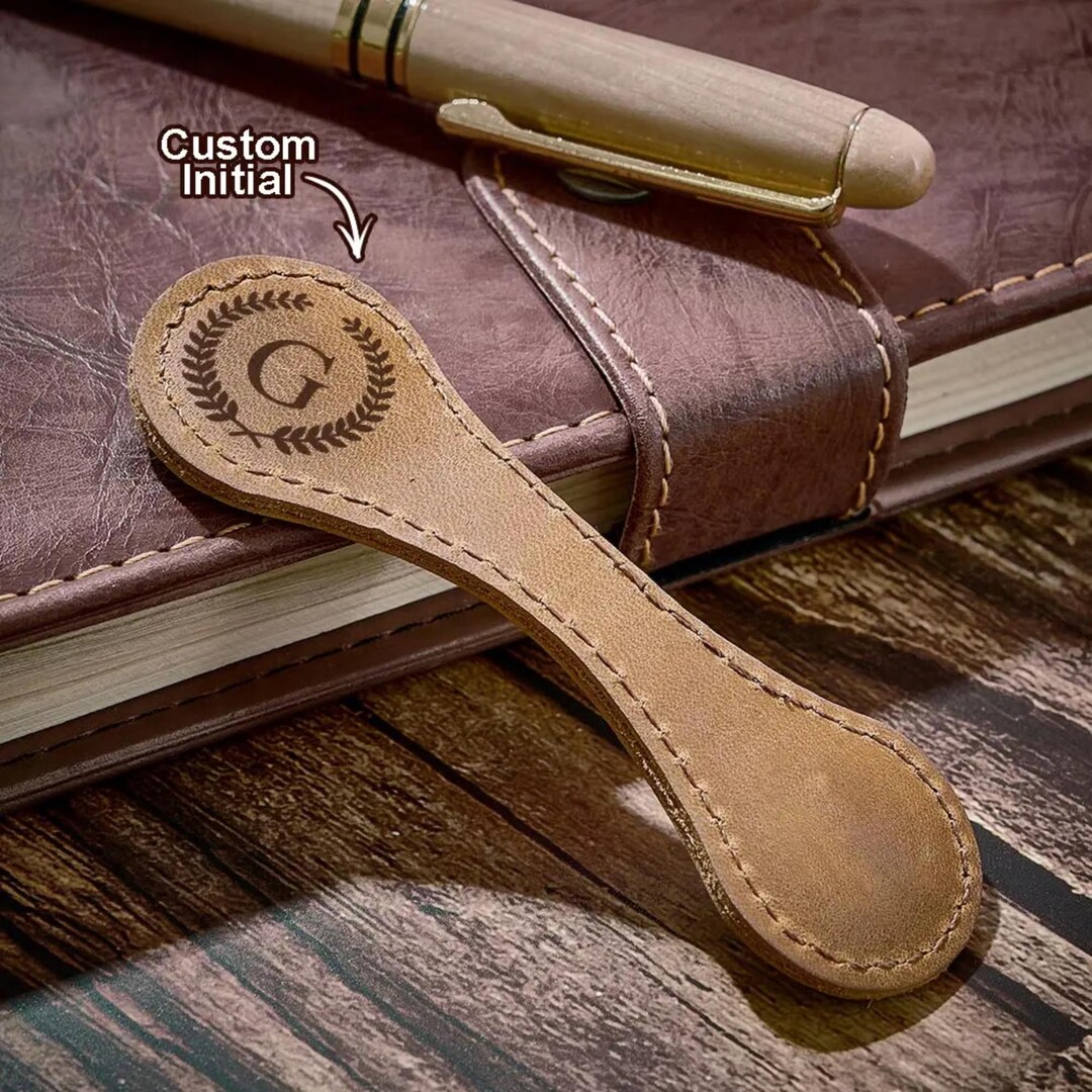 Book Mark With Custom Initial, Personalized Leather Book Mark for Book ...