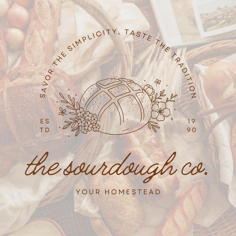 Editable Canva Shop Logo for Sourdough Bread, Bakery, Baked Goods ...