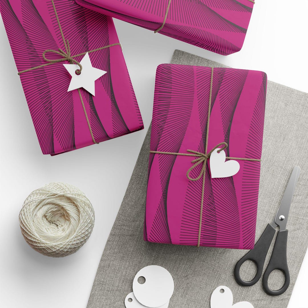Minimalist Line Art Pink Wrapping Paper | Gift Wrap Paper, 3 Sizes - Etsy