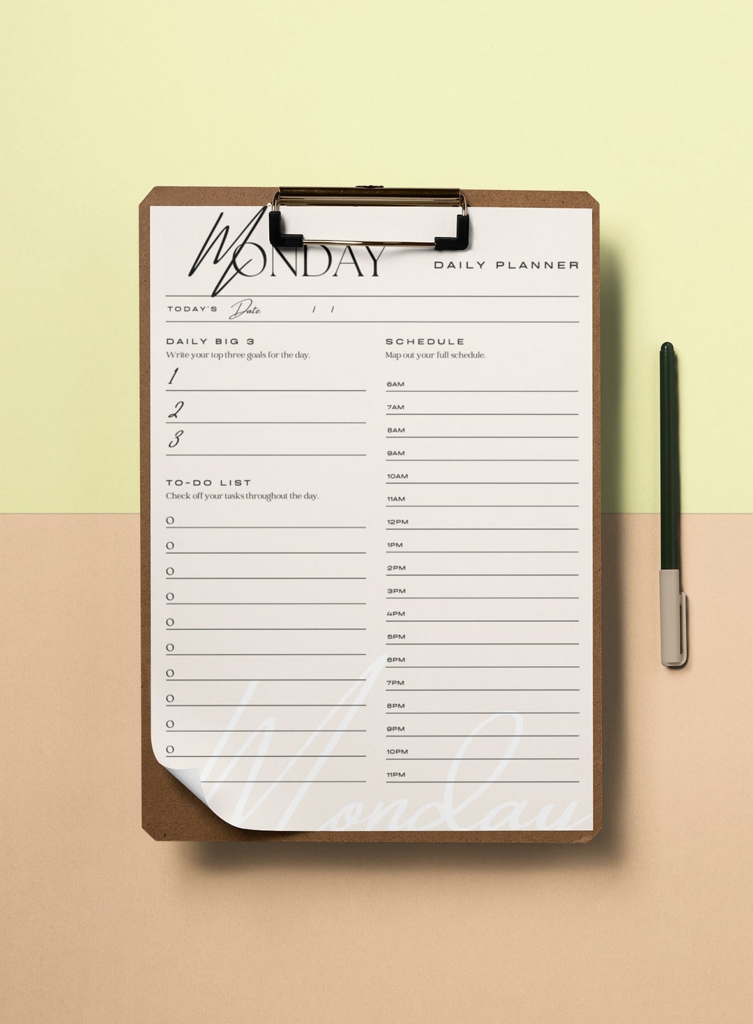 Elegant Daily Planner Printable, Hourly Planner, To-do List, Time ...