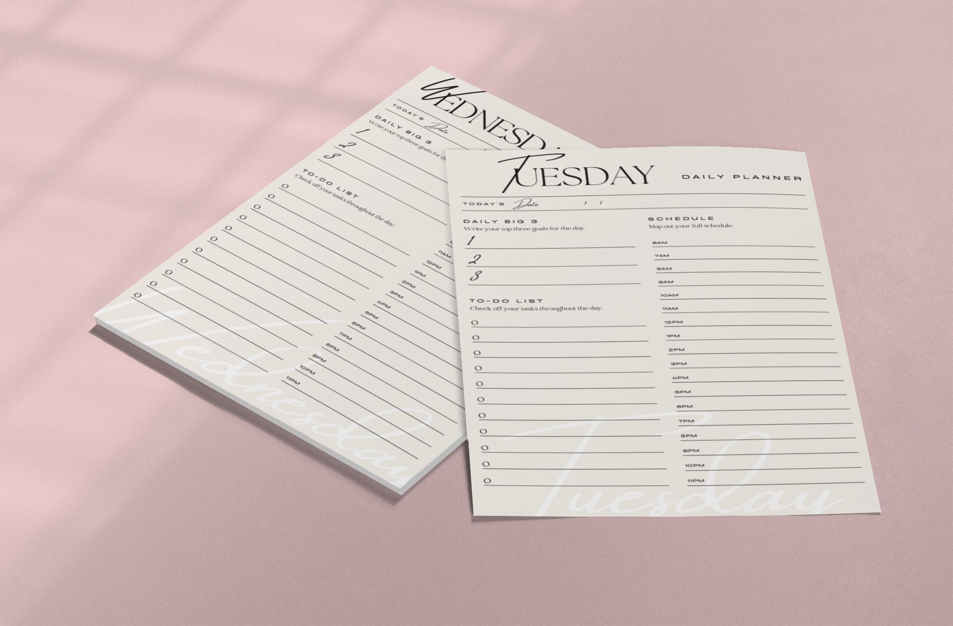 Elegant Daily Planner Printable, Hourly Planner, To-do List, Time ...
