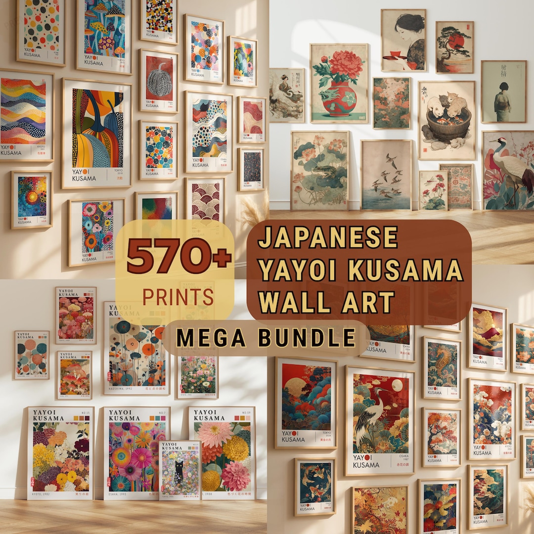 570+ Japanese Wall Art Bundle, Yayoi Kusama Print Set, Japandi Wall Art ...