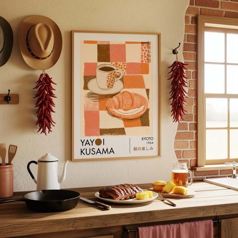 Coffee Wall Art – Yayoi Kusama Style Coffee Print, Japanese Kitchen ...