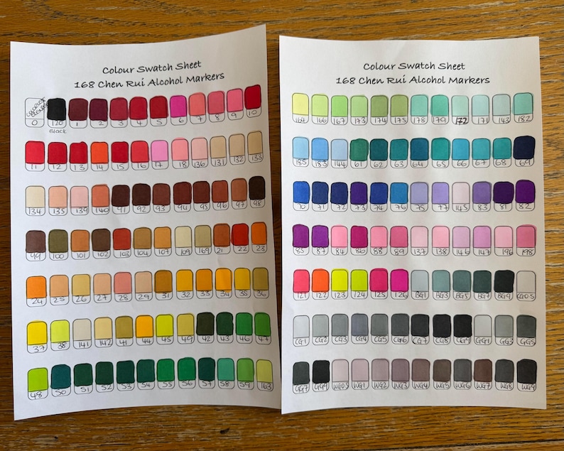 Chen Rui 168 Alcohol Marker Swatch Sheet | Digital PDF | Swatch Template | DIY Double Page ...