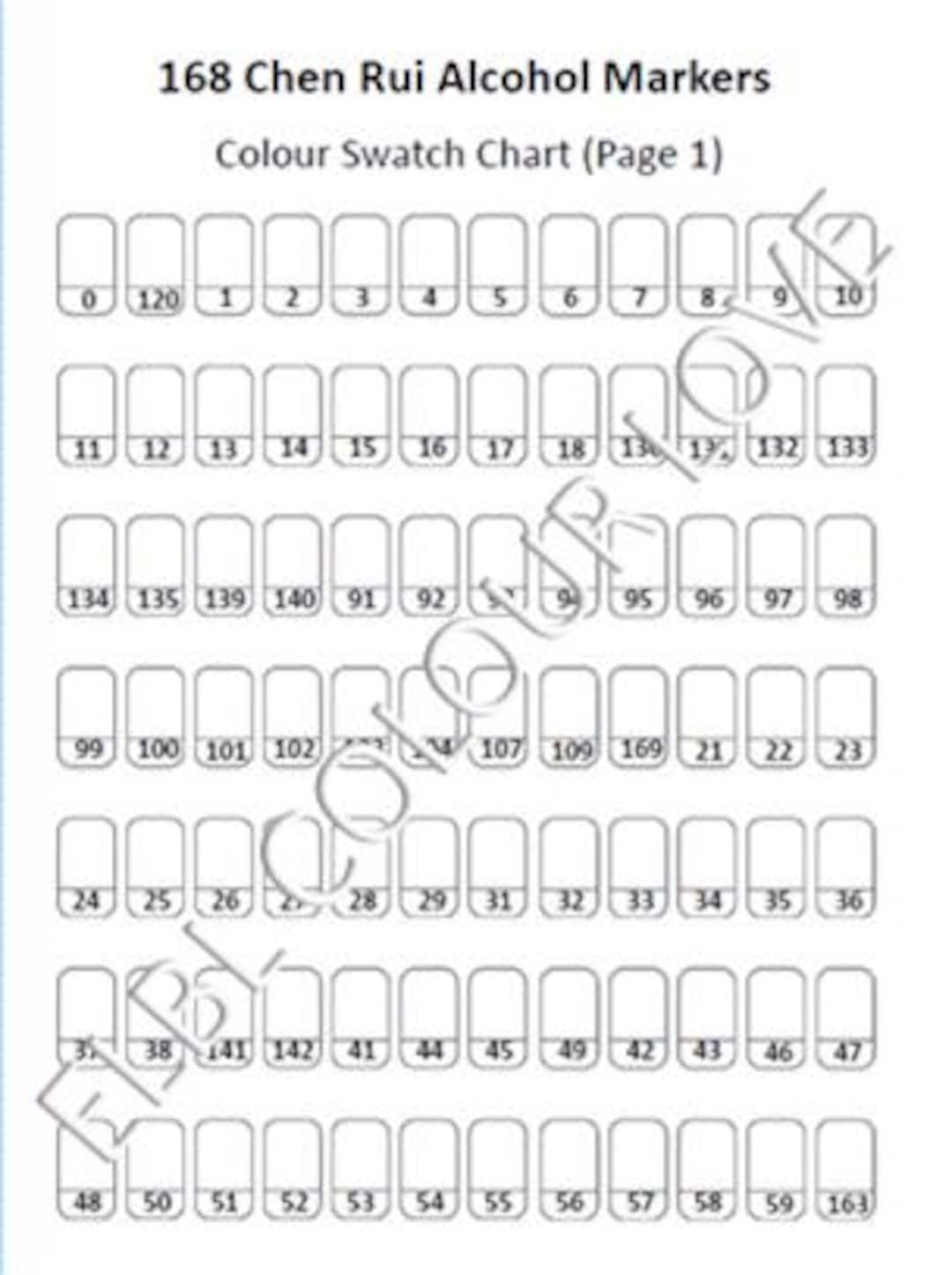 Chen Rui 168 Alcohol Marker Swatch Sheet | Digital PDF | Swatch ...