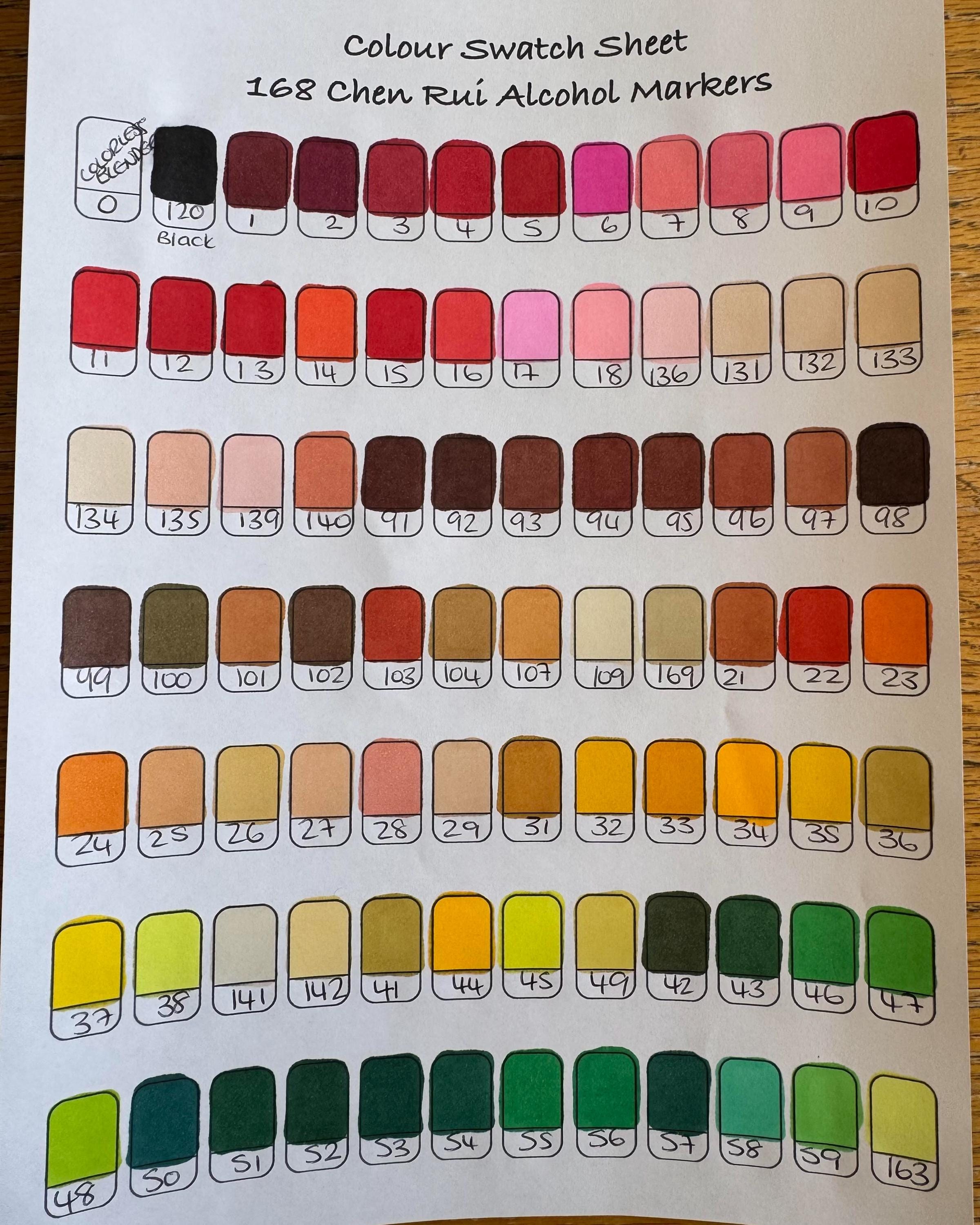 Chen Rui 168 Alcohol Marker Swatch Sheet | Digital PDF | Swatch ...