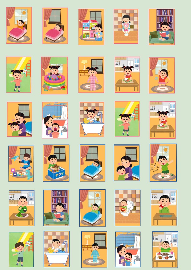 Editable Daily Routine Charts for Kids, Canva Template- Boys& Girls ...