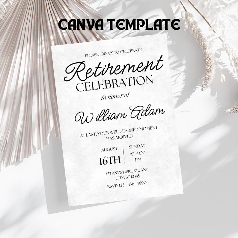 Editable Retirement Party Invitation Template, Printable Minimalist ...
