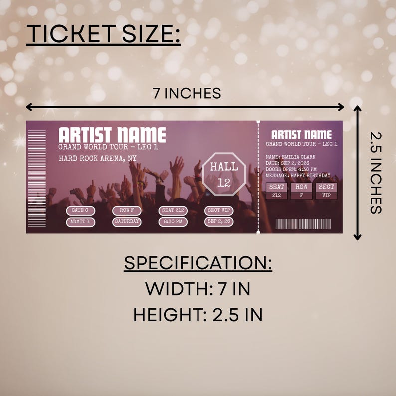 DIY Concert Ticket Template, Editable Canva Ticket, Printable Event ...