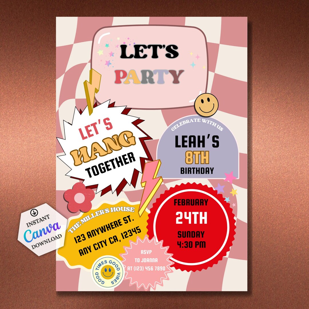Canva Editable Varsity Patch Invitation, Preppy Patch Letter Birthday ...