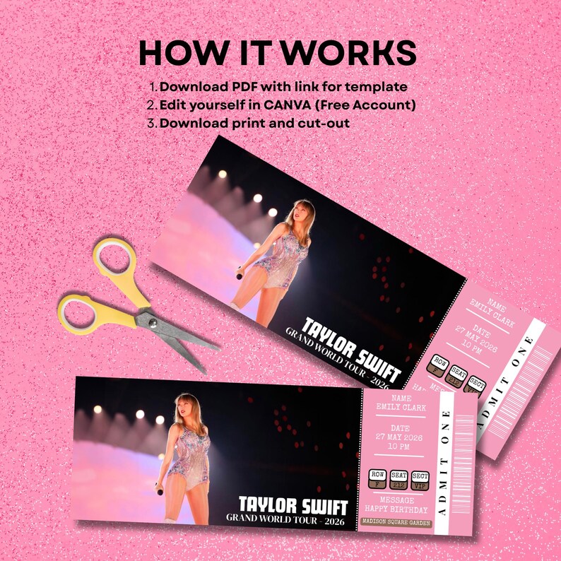 DIY Concert Ticket Template, Editable Canva Concert Ticket, Printable ...