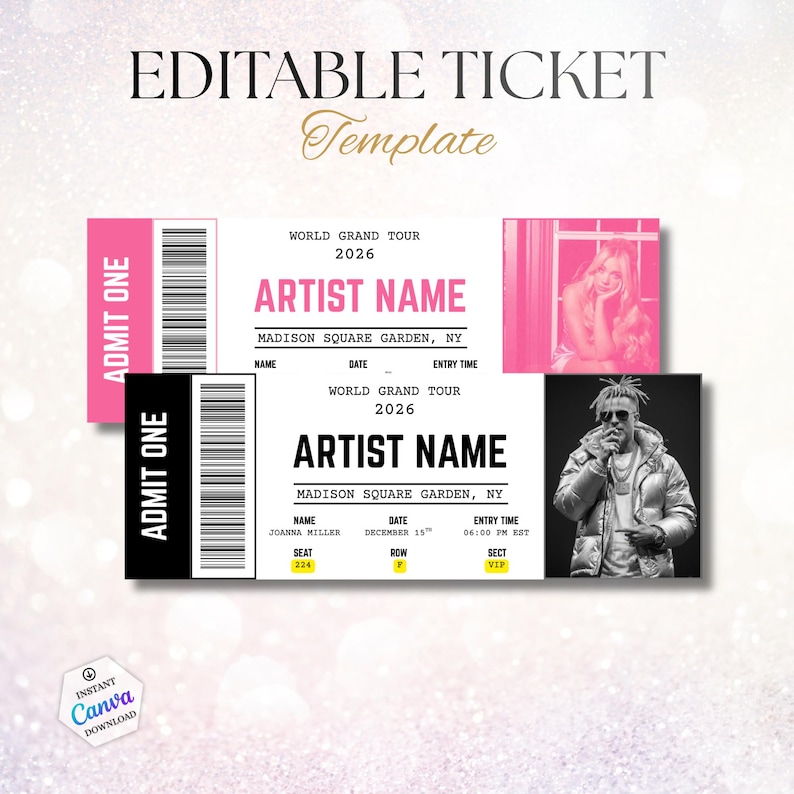 Editable Concert Ticket Template, DIY Event Ticket, Printable Concert ...