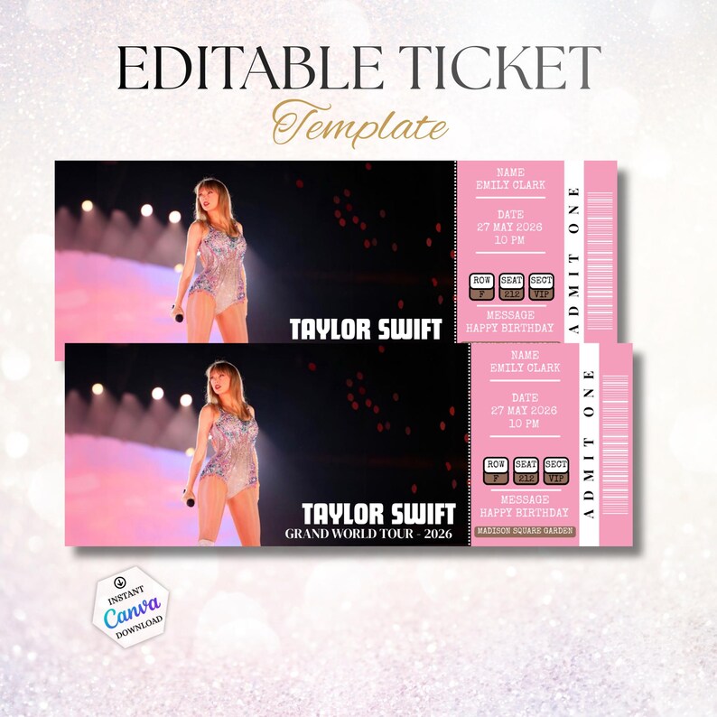 DIY Concert Ticket Template, Editable Canva Concert Ticket, Printable ...