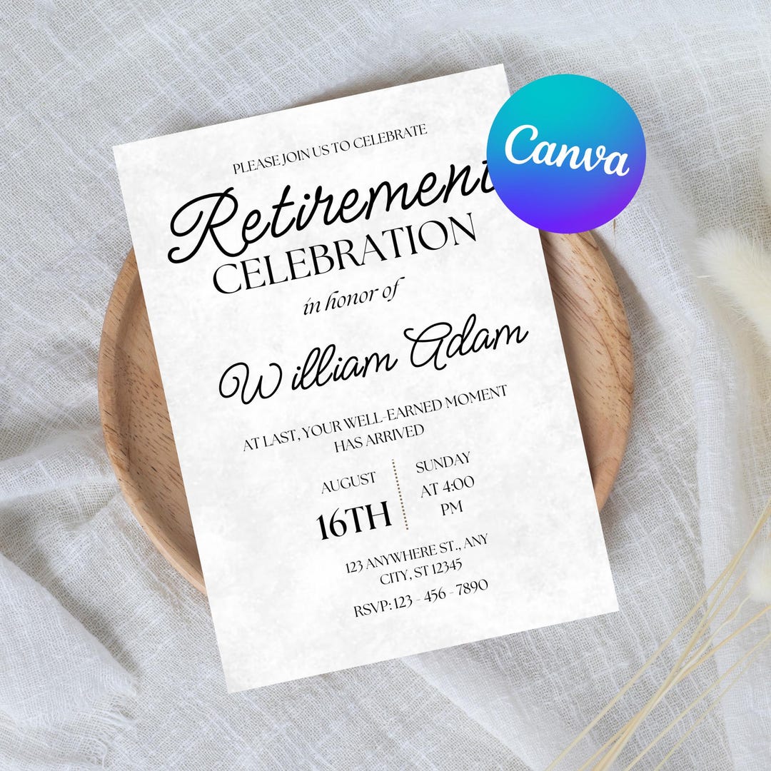 Minimalist Retirement Party Invitation Template (digital Download) - Etsy