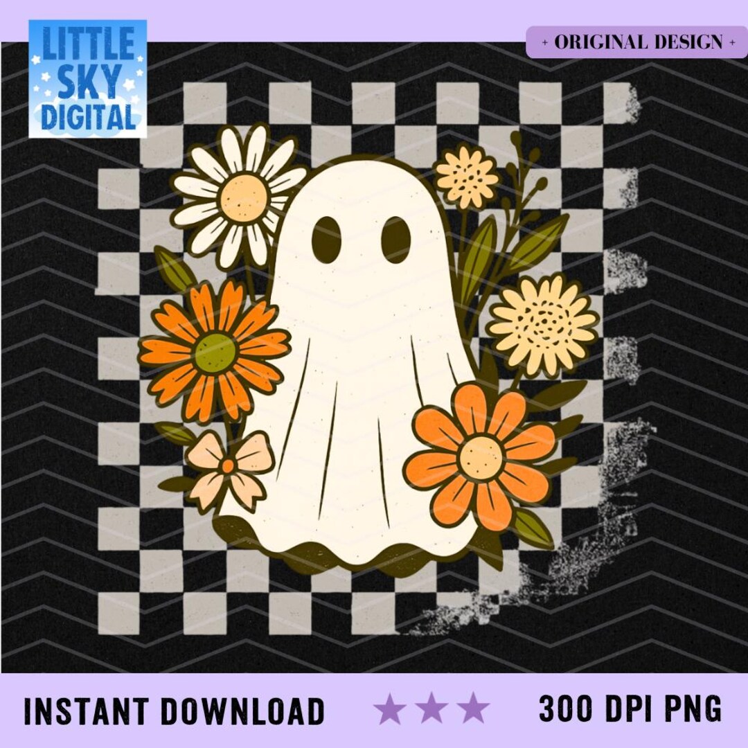 Ghost With Fall Flowers PNG – Cute Halloween Digital Download for ...