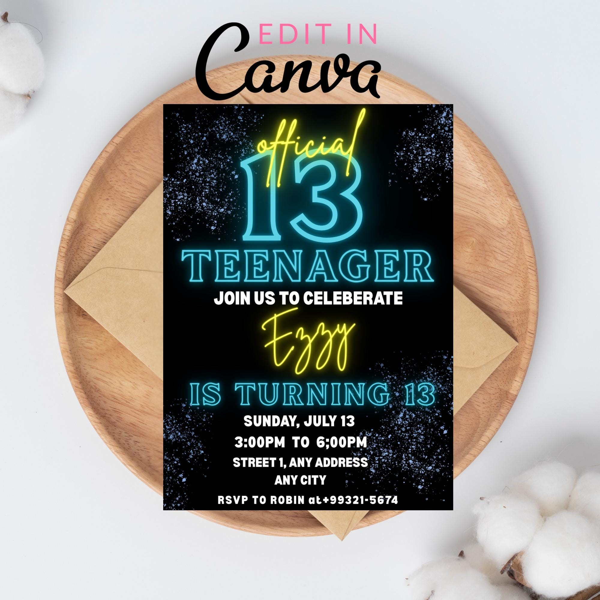 13th Boy Birthday Invitation, 13th Invitation, Official Teenager ...