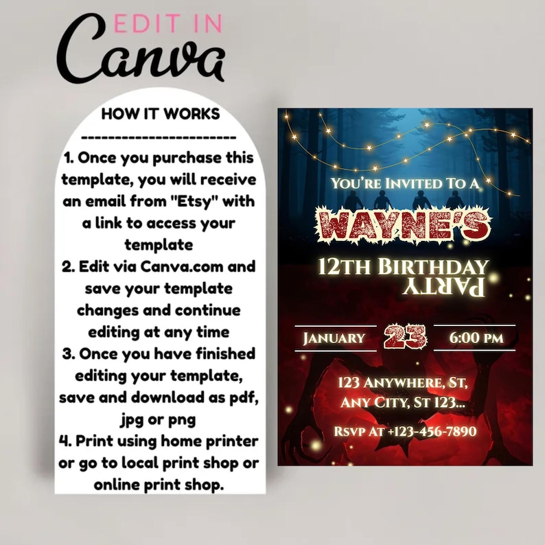 Stranger Things Birthday Invitation, Eleven Party Invite, Editable ...