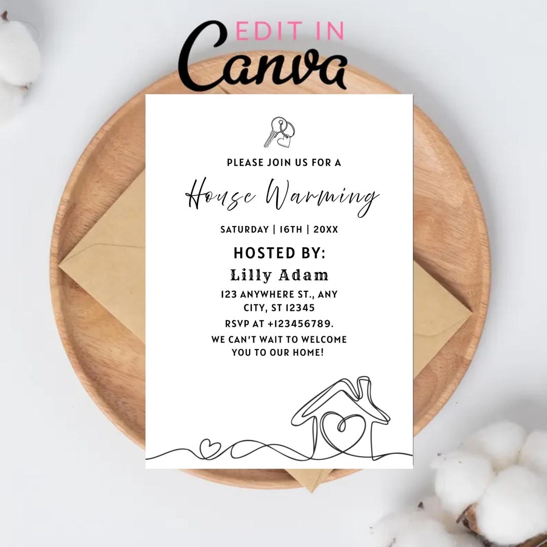 Editable House Warming Invitation, House Warming Party, Minimalist New ...