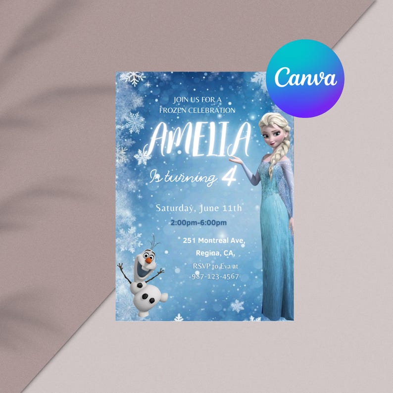 Editable Frozen Birthday Party Invitation, Elsa Five Birthday, Girl ...