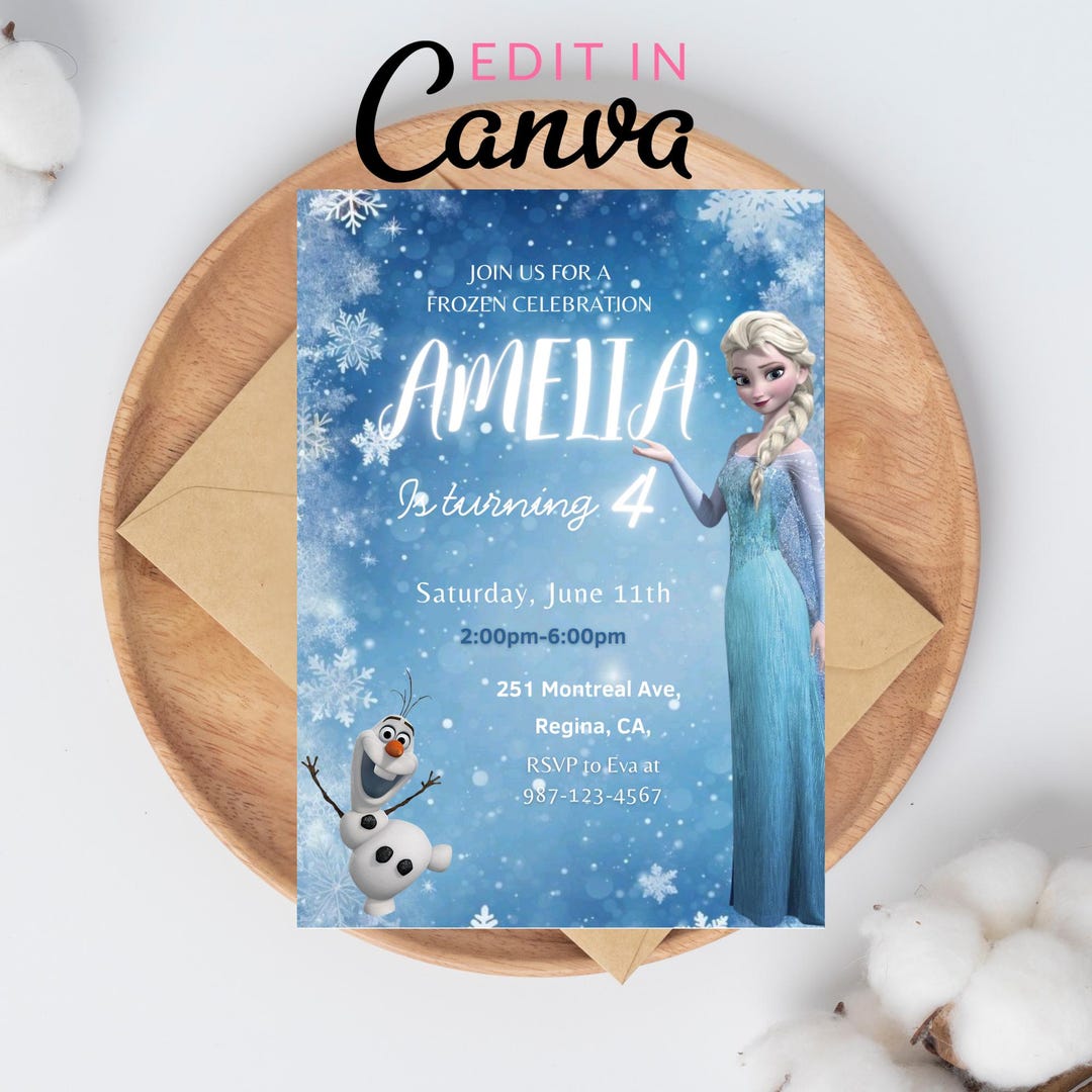 Editable Frozen Birthday Party Invitation, Elsa Five Birthday, Girl ...