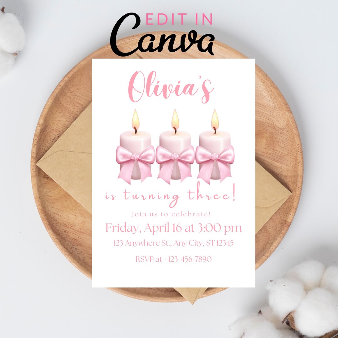 Birthday Candles Party Invitation, Editable Candles Birthday Invite ...