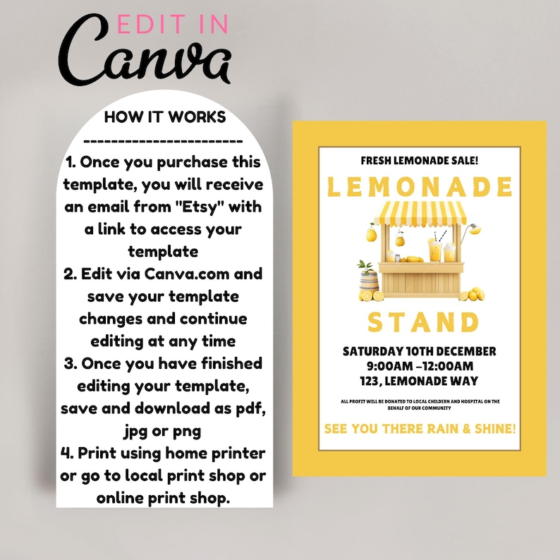 Lemonade Sale Flyer, PTO PTA, Editable Lemonade Fundraiser, Community ...