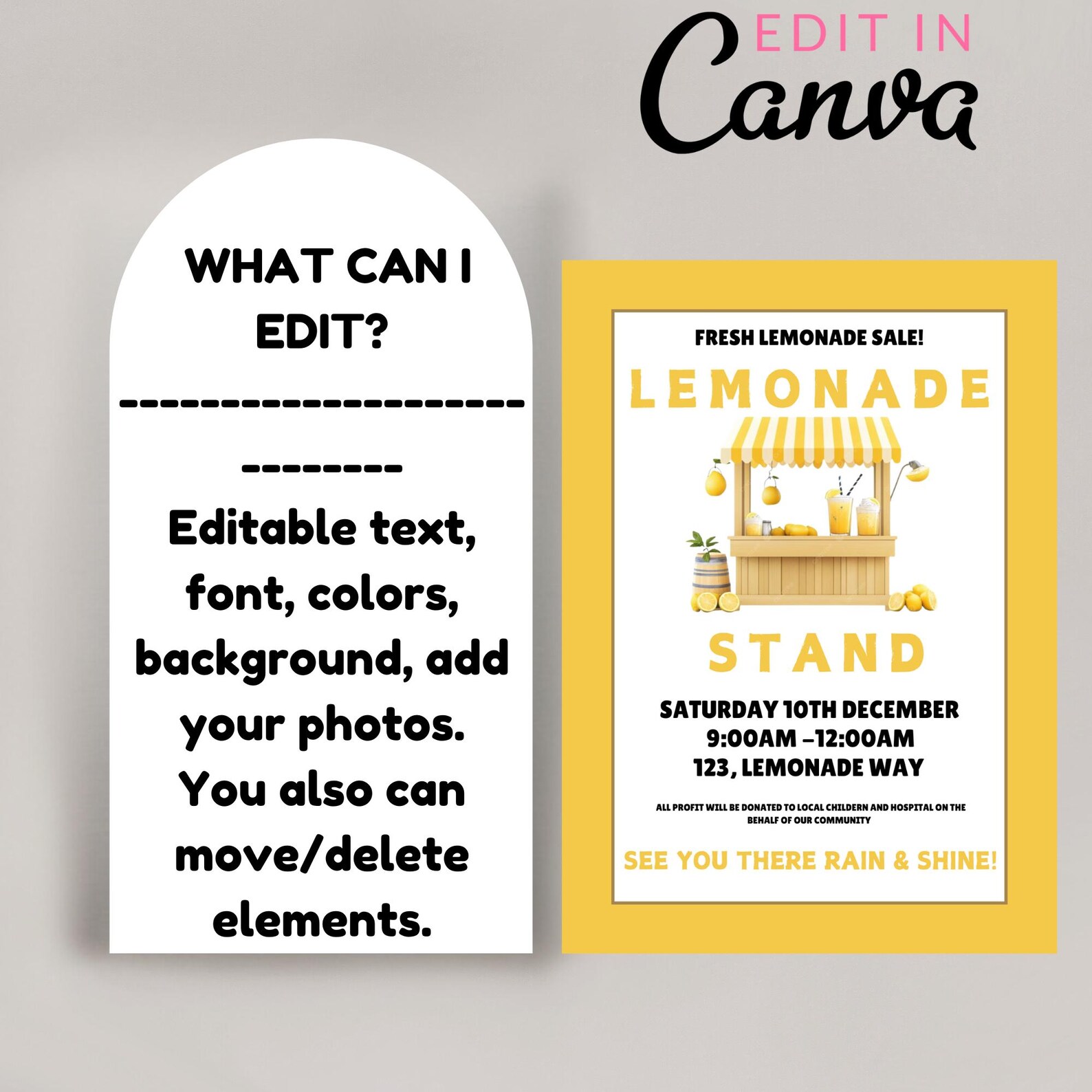 Lemonade Sale Flyer, PTO PTA, Editable Lemonade Fundraiser, Community ...
