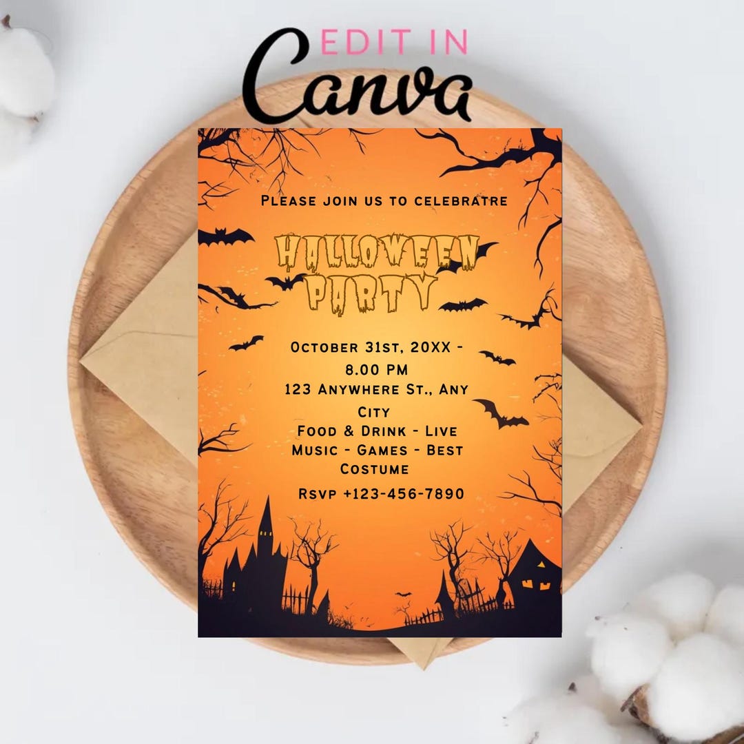 Editable Halloween Invitation Party Editable Party Invitation Template ...