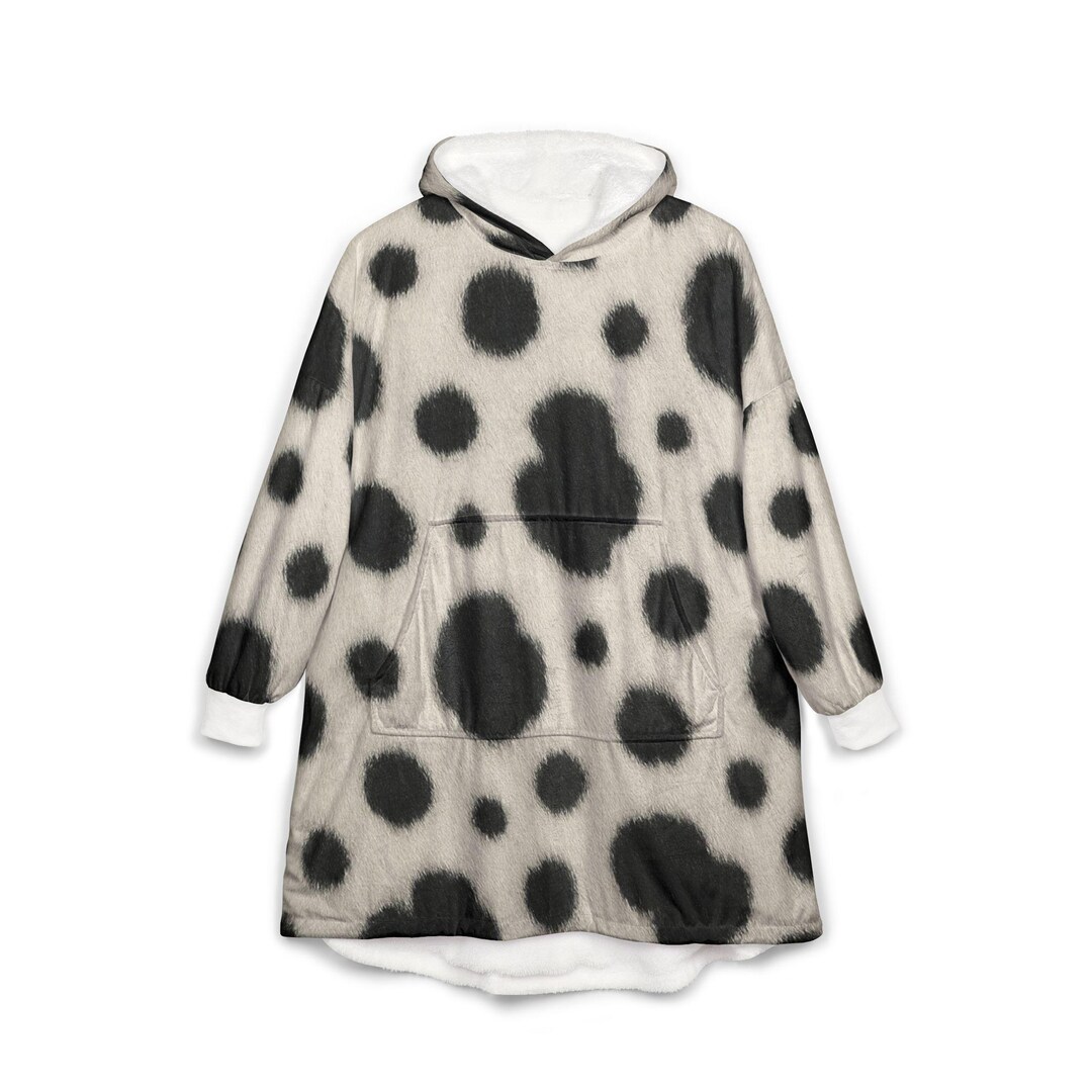 Moo-die Blanket - Oversized Cow Print Fleece Hoodie, Cozy Neutral Oodie ...