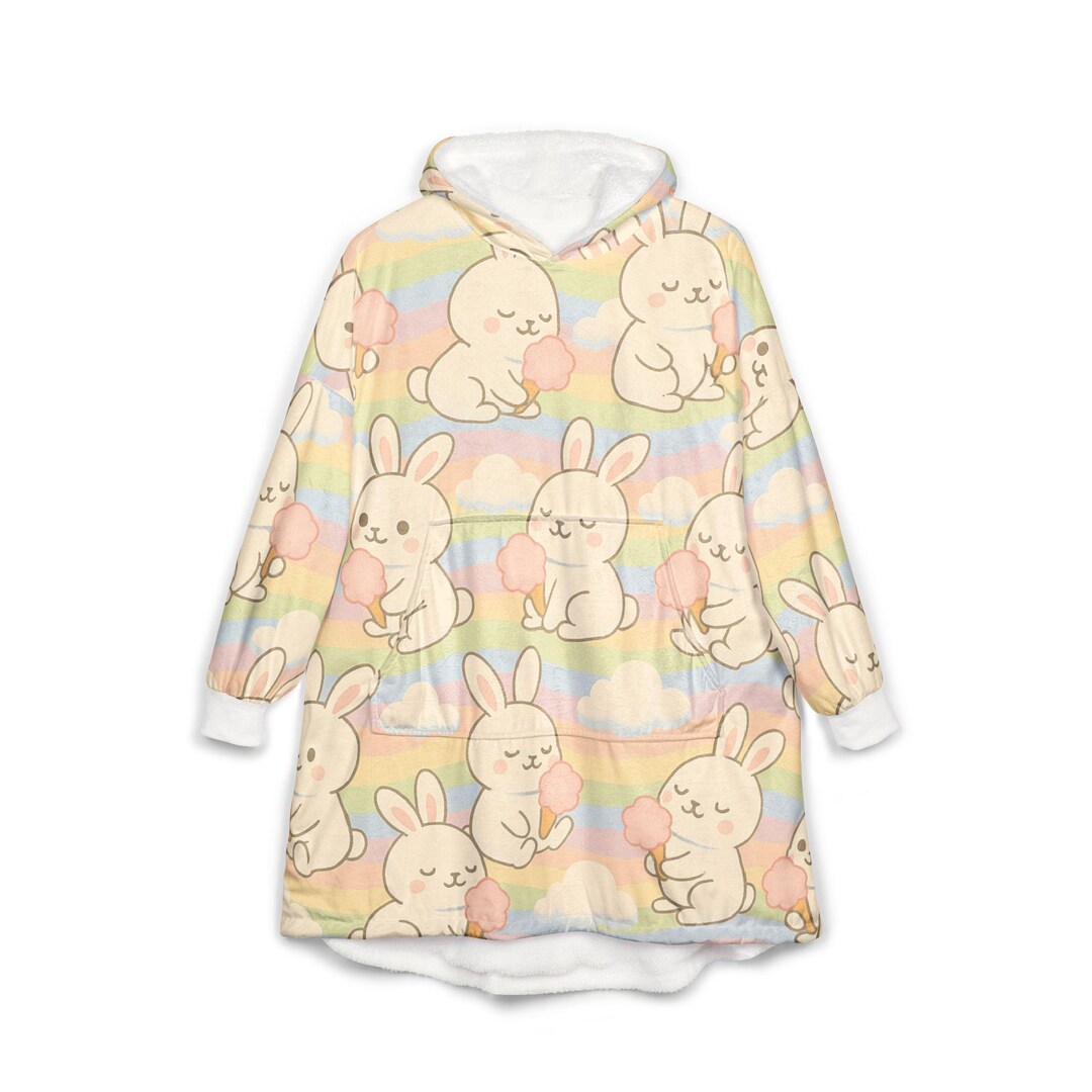 Kawaii Bunny Oversized Fleece Hoodie | Pastel and Oodie-inspired | Cute ...