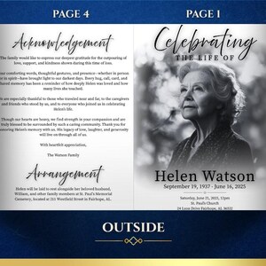 White Funeral Program Template: Elegant Memorial (canva Template) - Etsy