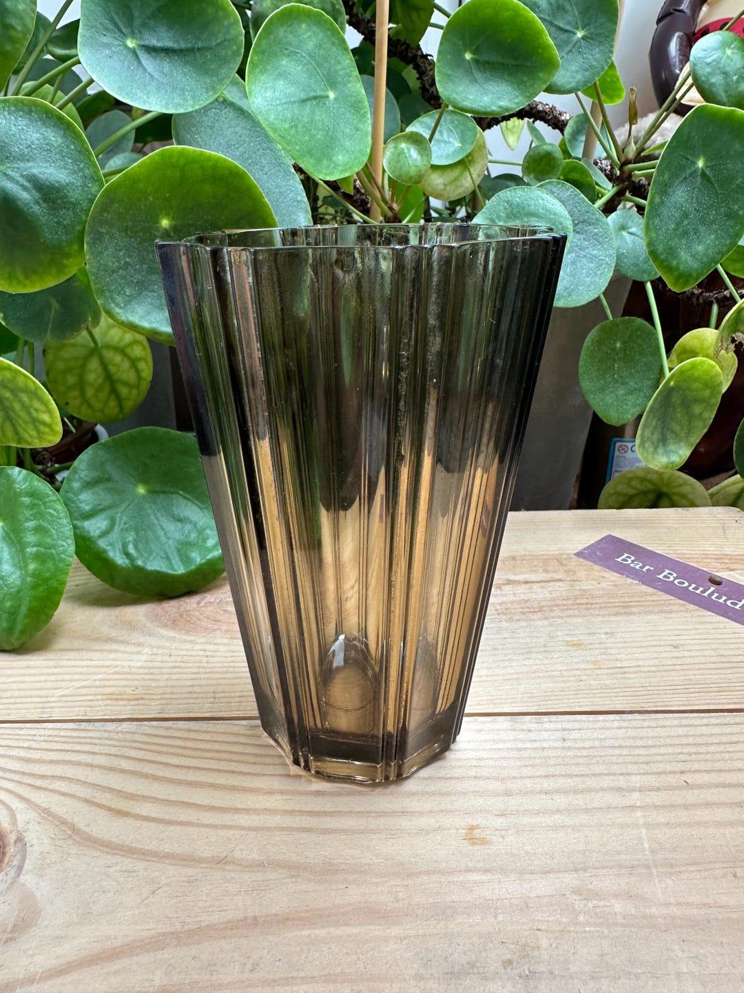 Smoked Glass Pleated Luminarc Vase - Art Deco Made in France - Etsy