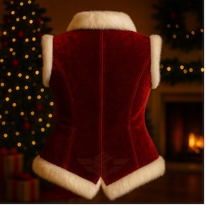 Handmade Red Velvet Christmas Vest | Faux Fur Santa Waistcoat - Etsy