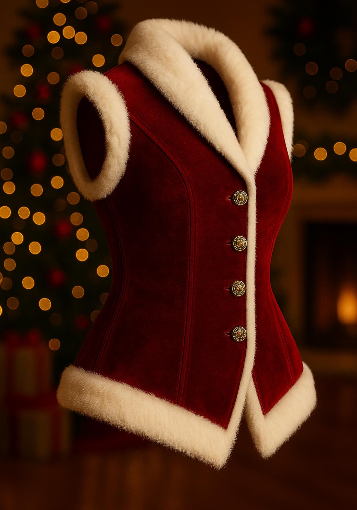 Handmade Red Velvet Christmas Vest | Faux Fur Santa Waistcoat - Etsy