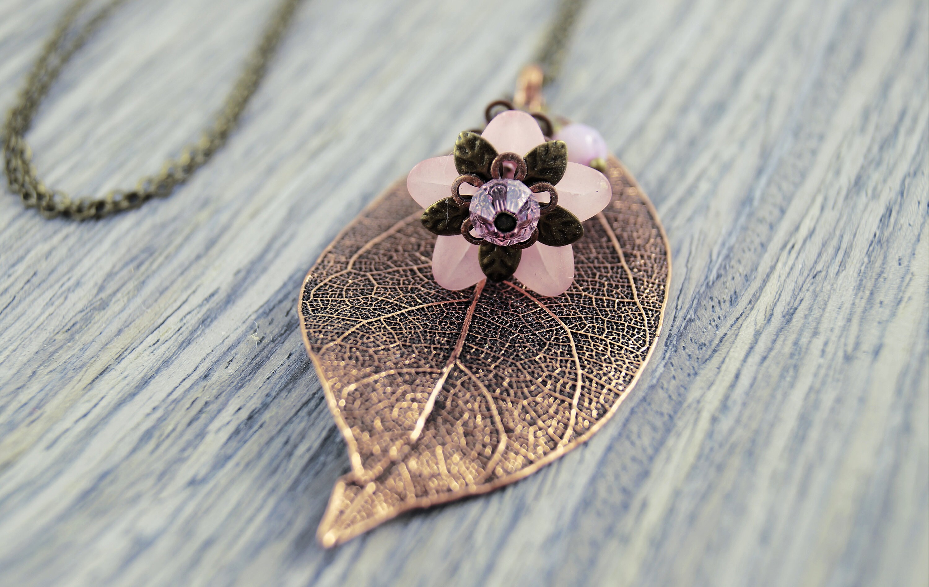 Real Leaf Necklace Copper Leaf Necklace Flower Necklace Etsy Uk