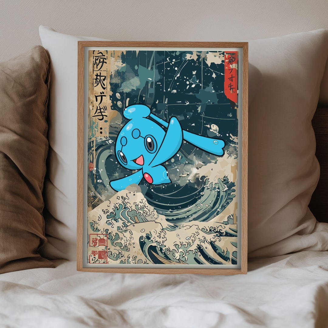 Phione Art Print | Legendary Pokémon Anime Wall Decor | High Quality ...
