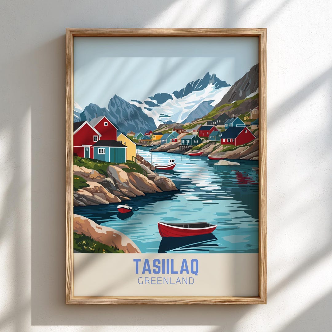 Tasiilaq Village & Fjords Travel Art Print | Tasiilaq Wall Art ...