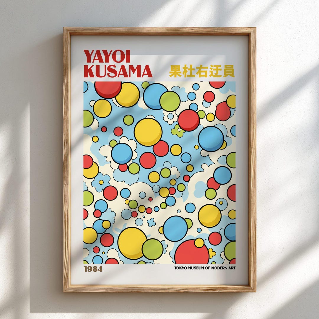 Yayoi Kusama Cartoon Dot Universe Modern Wall Art | Colorful Dots ...