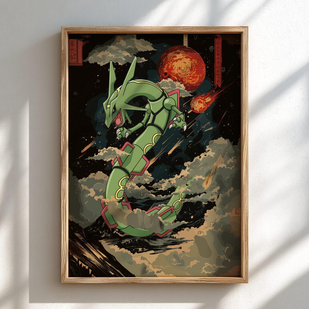 Rayquaza Japanese Poster | Legendary Pokemon Wall Art Print - Etsy