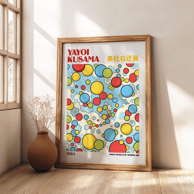 Yayoi Kusama Cartoon Dot Universe Modern Wall Art | Colorful Dots ...